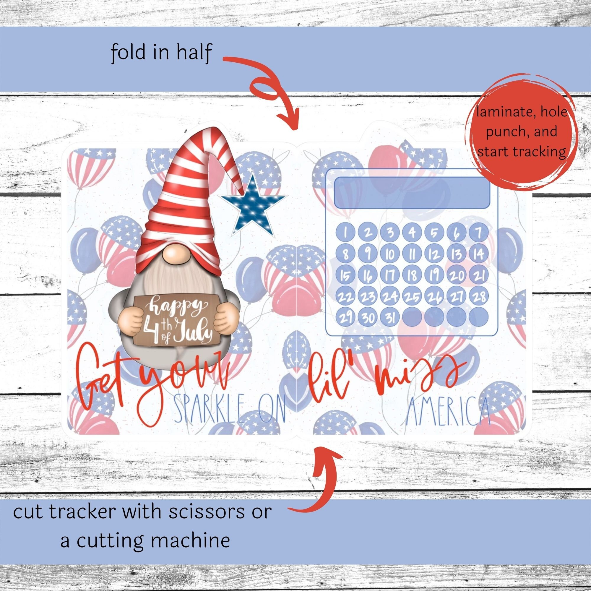 4th of July Gnome Tracker, Holiday Tracker, Holiday Challenge, Daily ...
