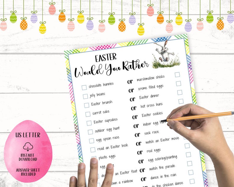 Easter Would You Rather Game Printable, Easter Party Games for Kids ...