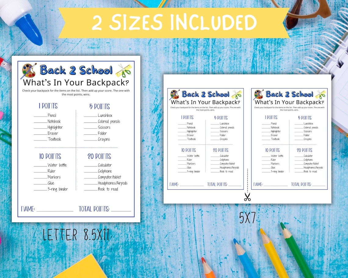 Back to School What's in Your Backpack, Printable Icebreaker Game for ...