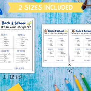 Back to School What's in Your Backpack, Printable Icebreaker Game for ...