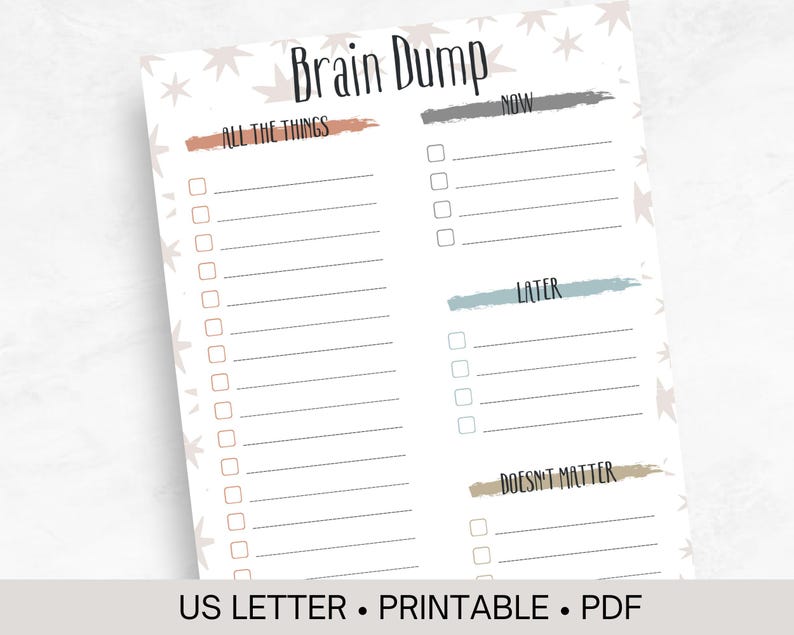 Brain Dump Printable, Brain Dump Template, ADHD Printable, Thought ...