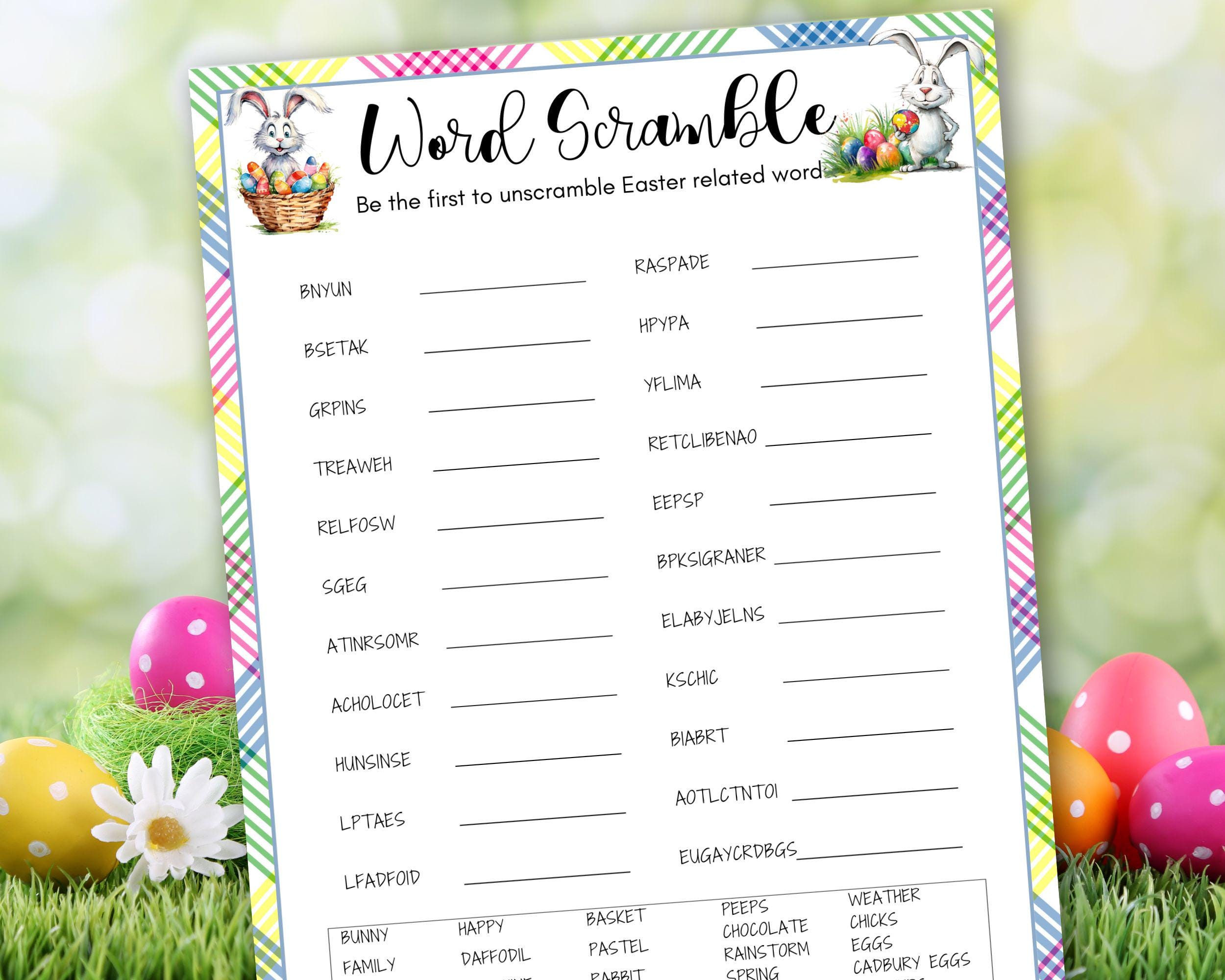 Printable Easter Unscramble Game for Kids, Easter Printable Activity ...