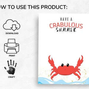 Summer Handprint Crab Craft, Handprint Art Printable, Toddler Handprint ...