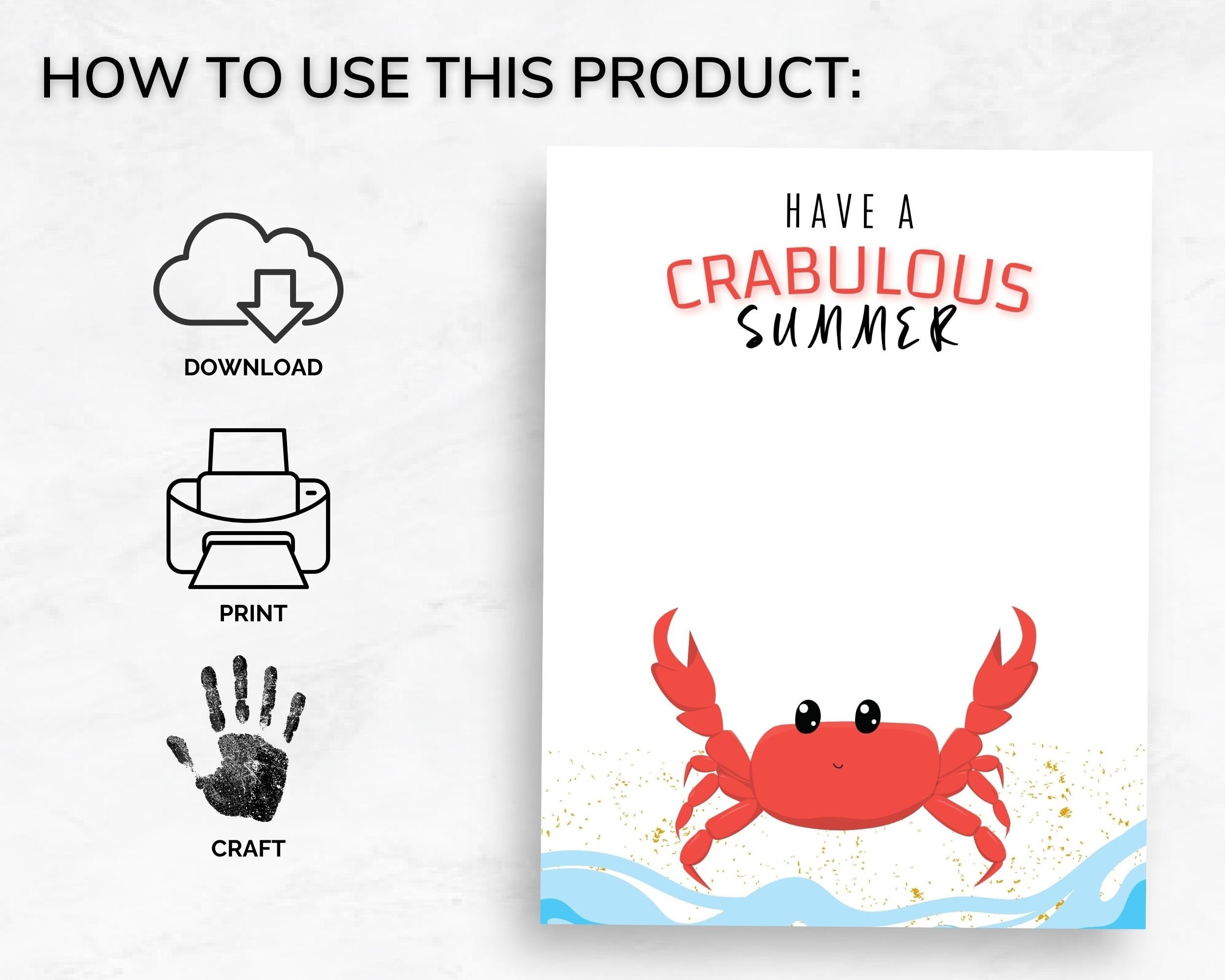 Summer Handprint Crab Craft, Handprint Art Printable, Toddler Handprint ...