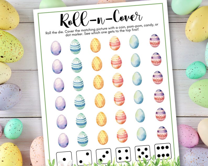 Printable Easter Roll and Race Dice Game , Roll and Cover Dice Game ...