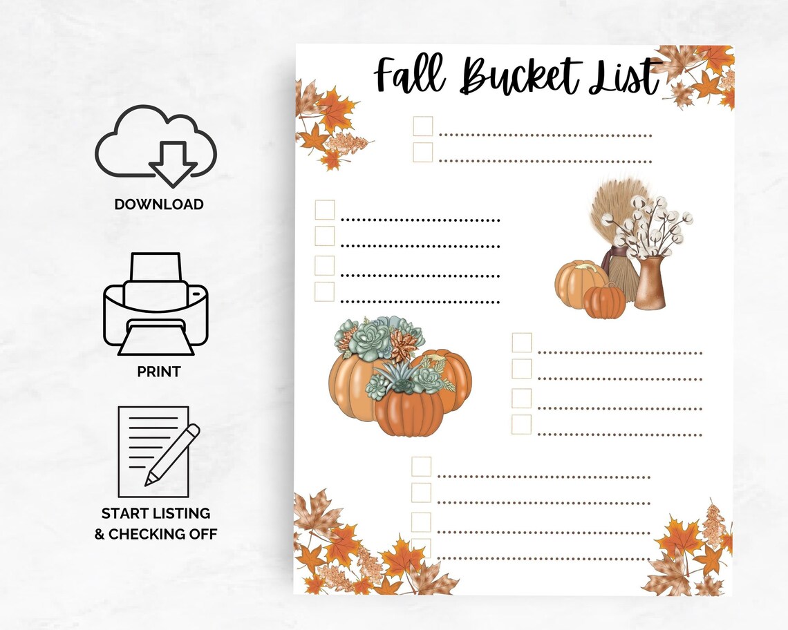 Fall Bucket List Printable, Fall Family Bucket List, Seasonal Living ...