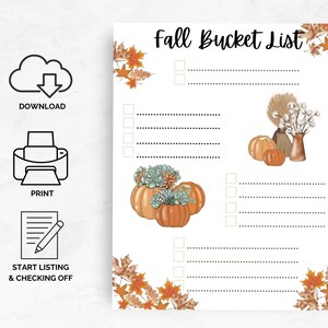 Fall Bucket List Printable, Fall Family Bucket List, Seasonal Living ...