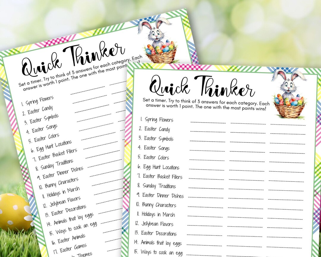 Easter Think Fast Game, Easter Activities for Adults and Kids, Think ...