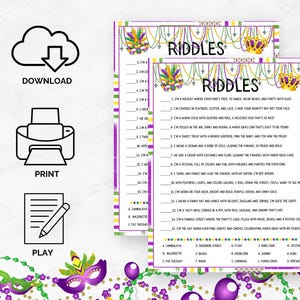 Mardi Gras Riddles and Answers, Mardi Gras Trivia Printable, Mardi Gras ...