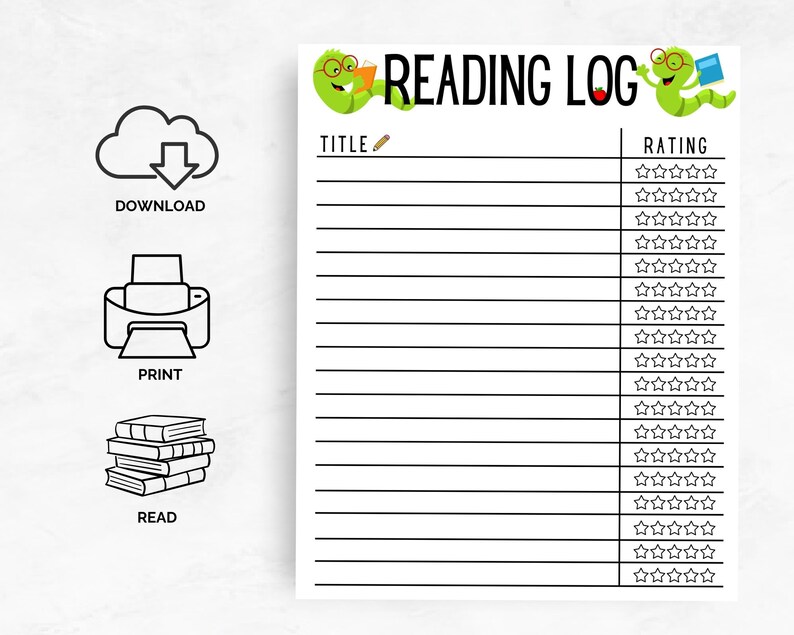 Reading Log for Kids, Printable Bookmarks for Kids, Book Log Printable ...