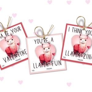 Valentine Cards for Kids, Printable Valentine Tags, Llama Valentines ...
