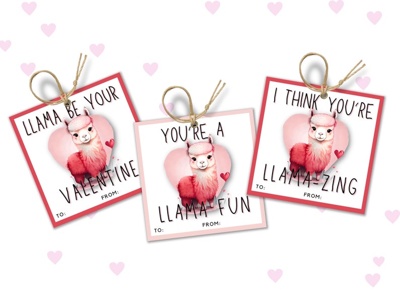 Valentine Cards for Kids, Printable Valentine Tags, Llama Valentines ...