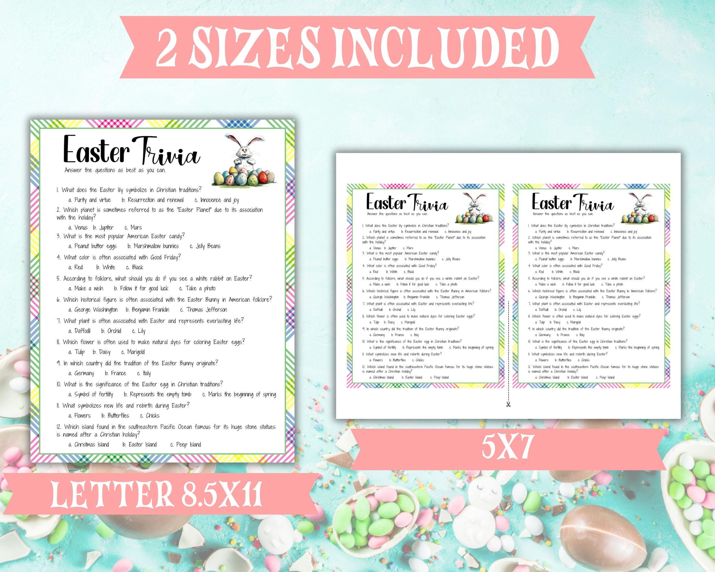 Easter Trivia Questions and Answers Printable Game for Adults and Kids ...