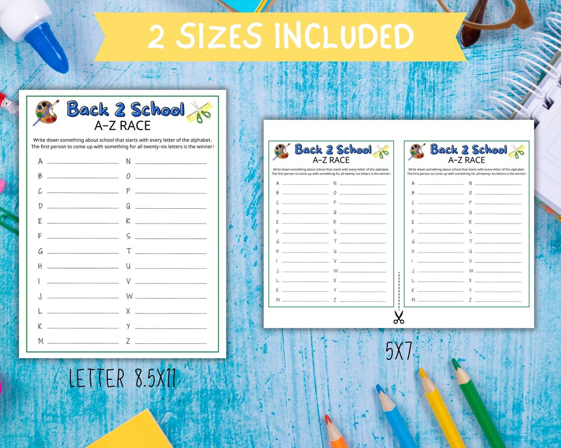 A to Z Game Printable, Back to School A-Z Game, School Icebreaker Game ...