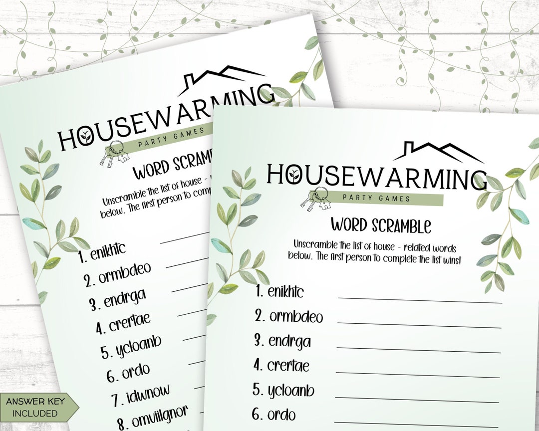 Housewarming Word Scramble Game, Housewarming Printable Games for ...