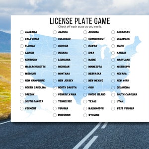 Road Trip License Plate Game, Kids Games Road Trip, Car Games, Travel ...