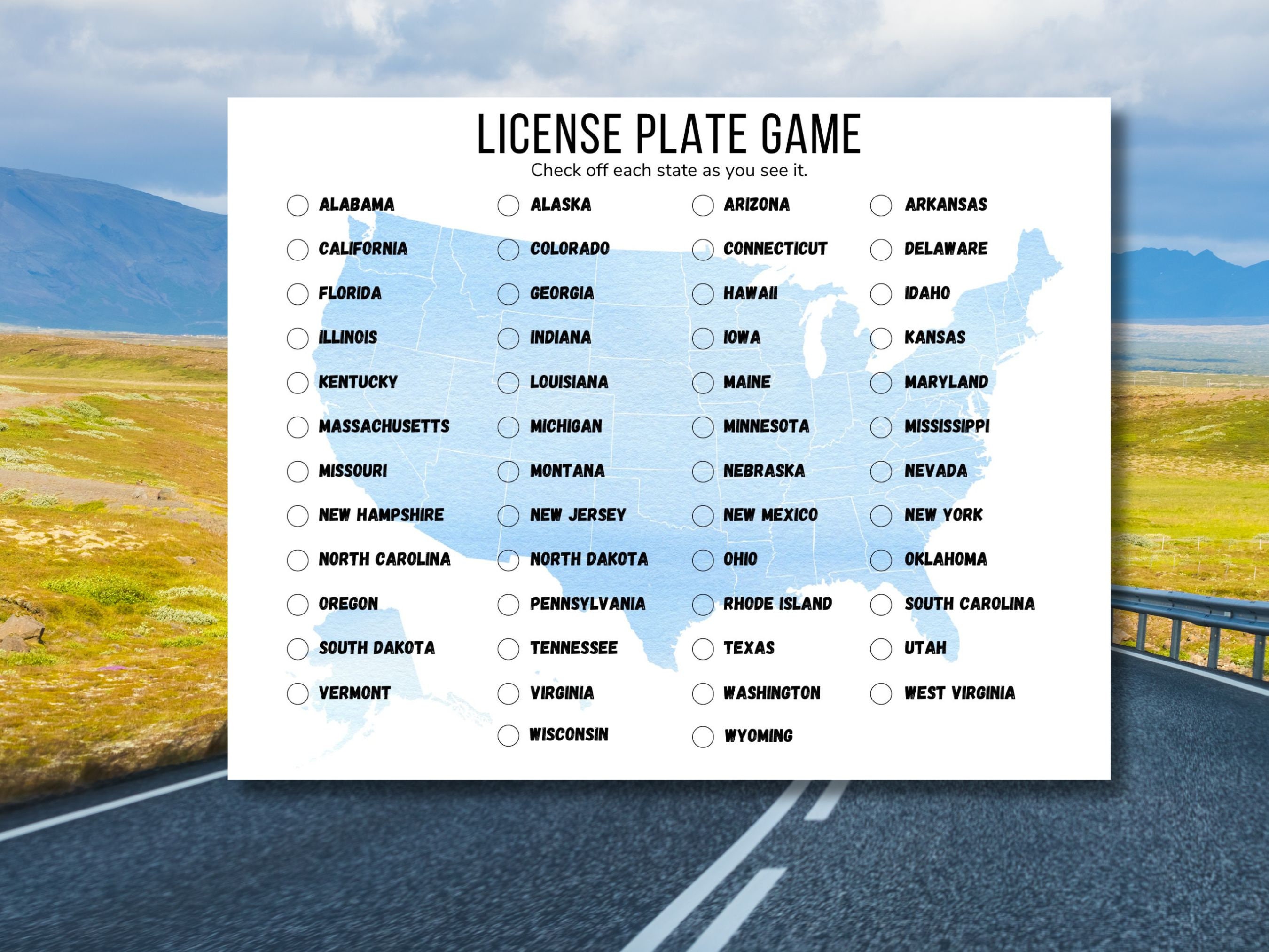 Road Trip License Plate Game, Kids Games Road Trip, Car Games, Travel ...