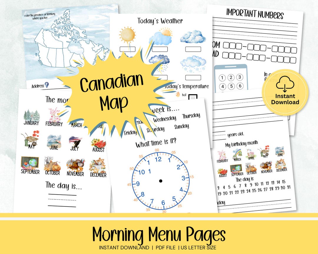 Morning Menu 1st Grade, Morning Menu Printable, Morning Calendar for ...