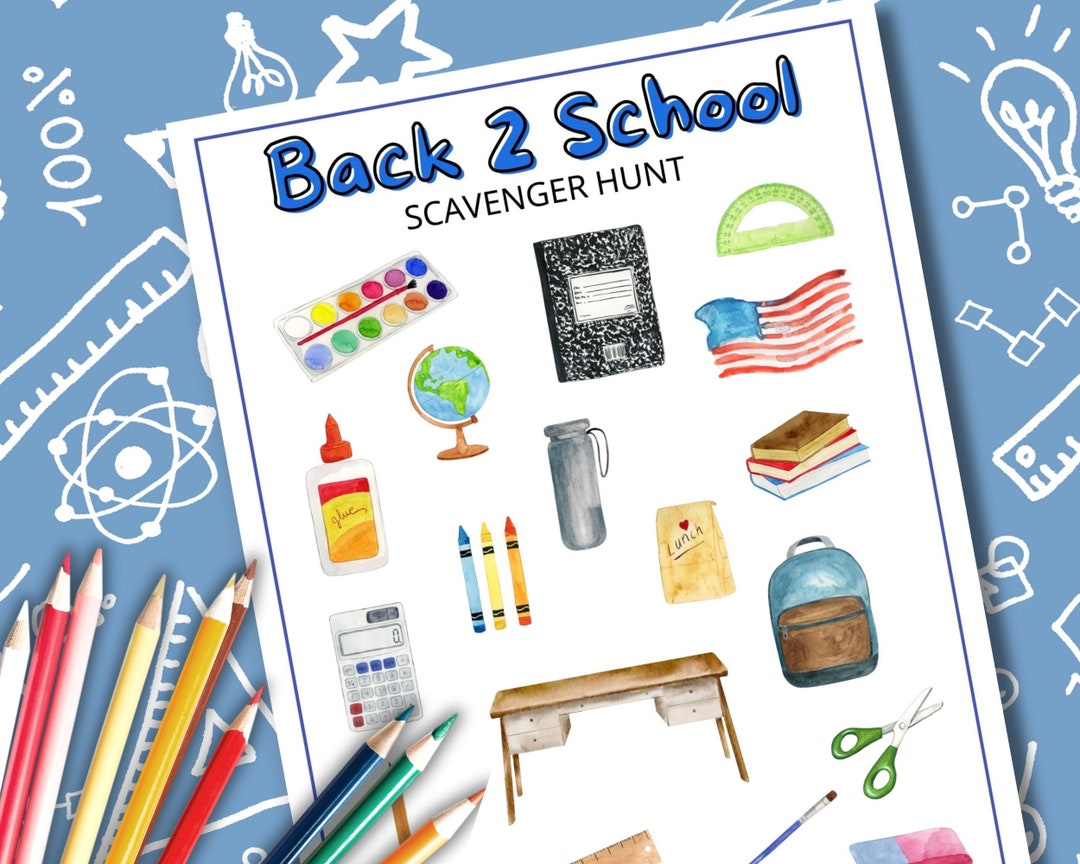 Back to School Scavenger Hunt Printable for Elementary, Fun Classroom ...