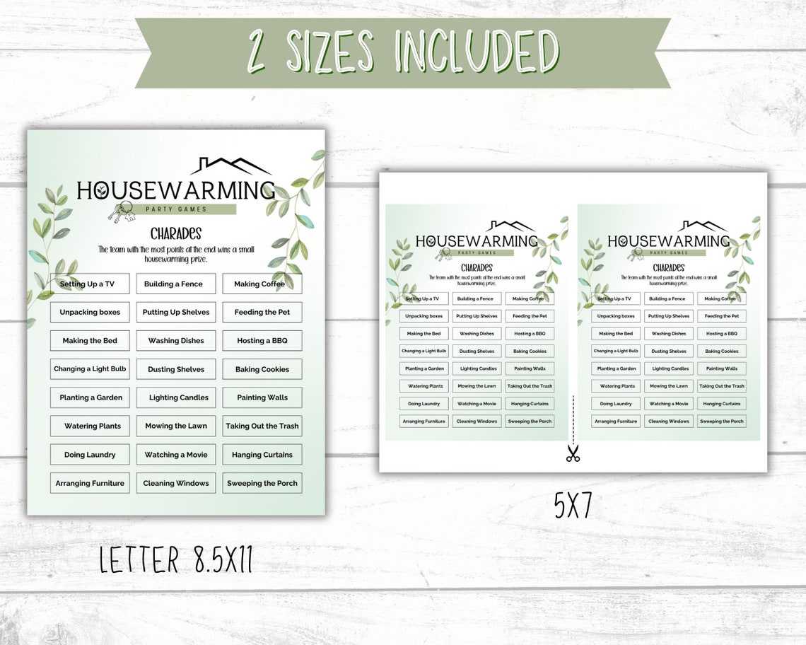 Housewarming Charades Printable, Housewarming Printable Games, New ...
