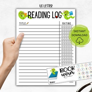 Reading Log for Kids, Printable Bookmarks for Kids, Book Log Printable ...