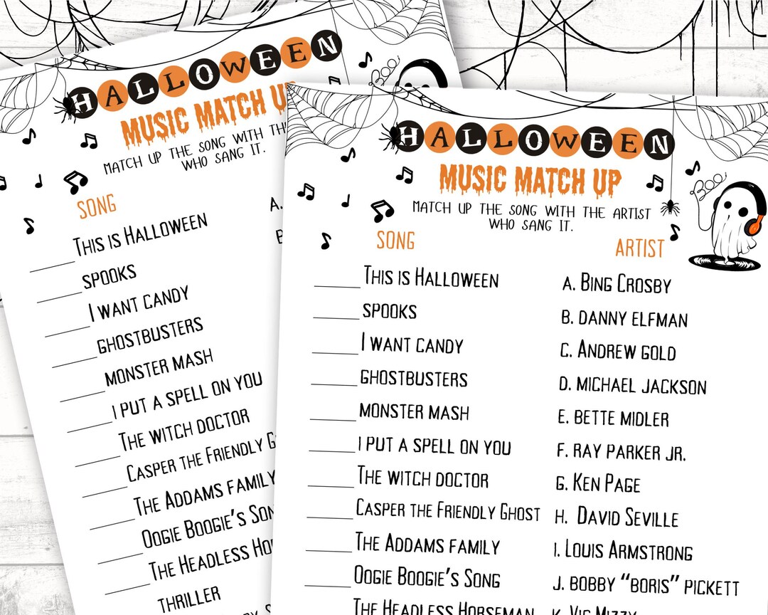 Halloween Music Matching Printable Game, Halloween Trivia Printable for ...