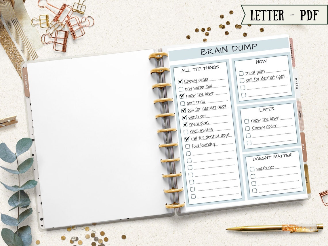 Brain Dump Printable, Brain Dump Template, To-do List, Minimalist ...
