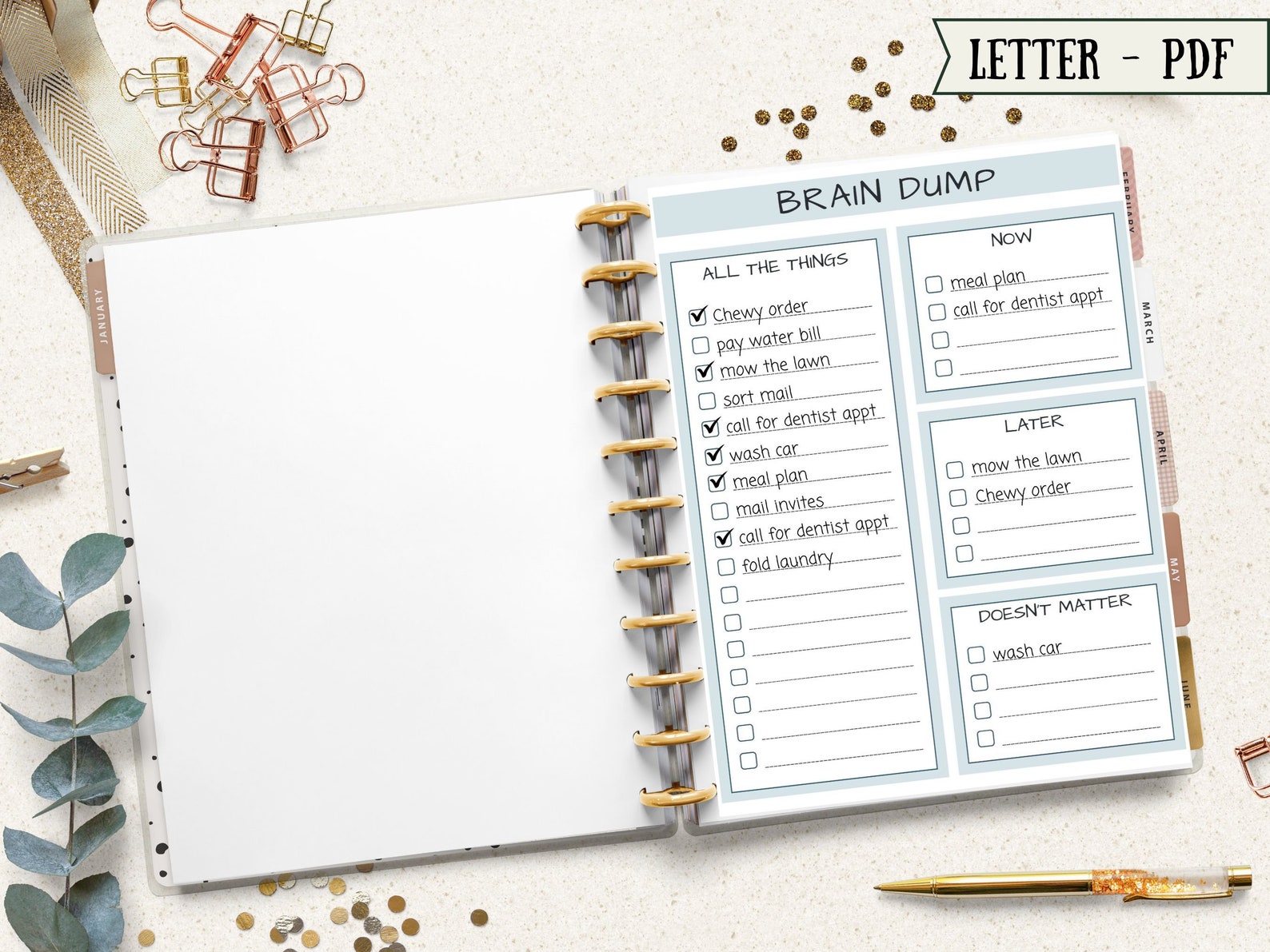 Brain Dump Printable, Brain Dump Template, To-do List, Minimalist ...