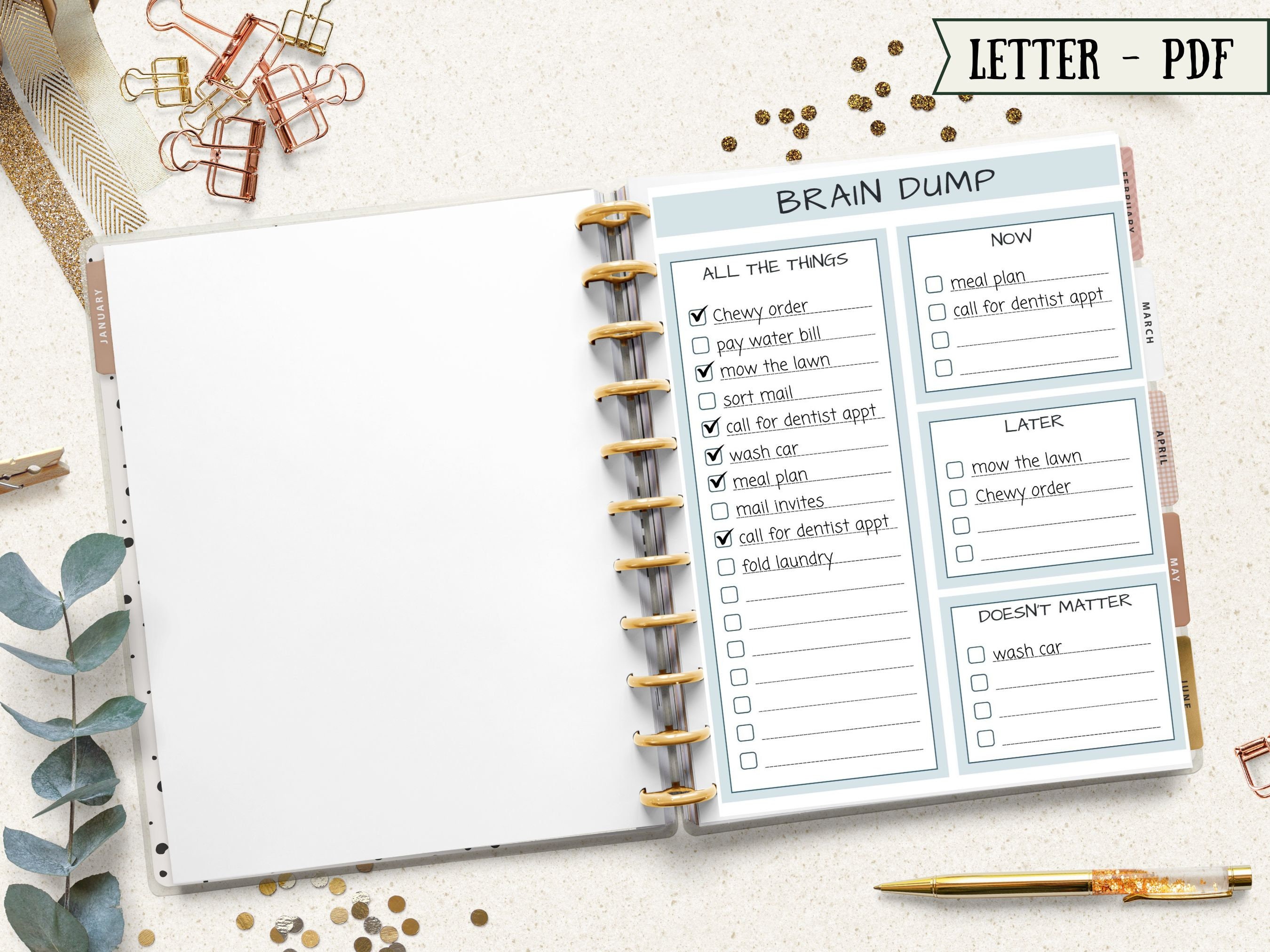 Brain Dump Printable, Brain Dump Template, To-do List, Minimalist ...