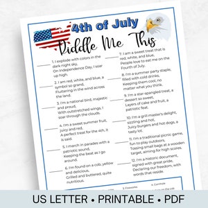 Funny 4th of July Printable, Riddle Me This Trivia Questions and ...