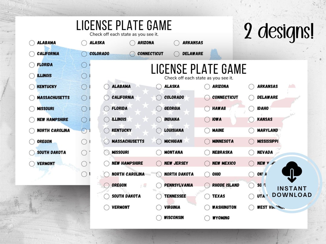 Road Trip License Plate Game, Kids Games Road Trip, Car Games, Travel ...