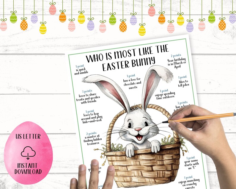 Easter Icebreaker Game, Who is Most Like the Easter Bunny Game, Easter ...