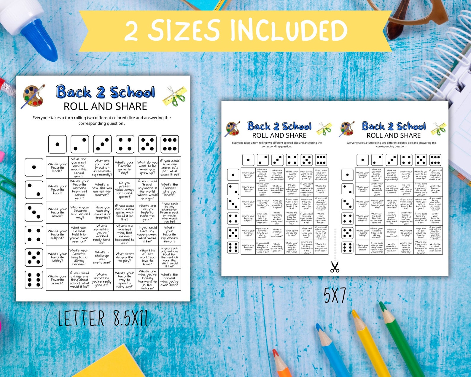 Back to School Dice Game, Roll and Share Game for Kids, Get to Know ...