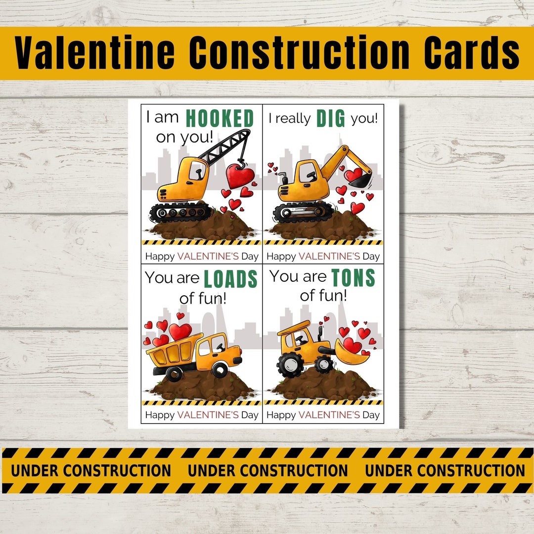 Valentine Construction Cards Printable Valentine's for - Etsy