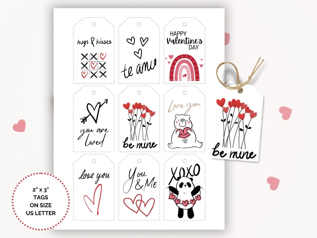 Printable Valentine Tags, Valentine Hang Tags Printable, Valentine Gift ...