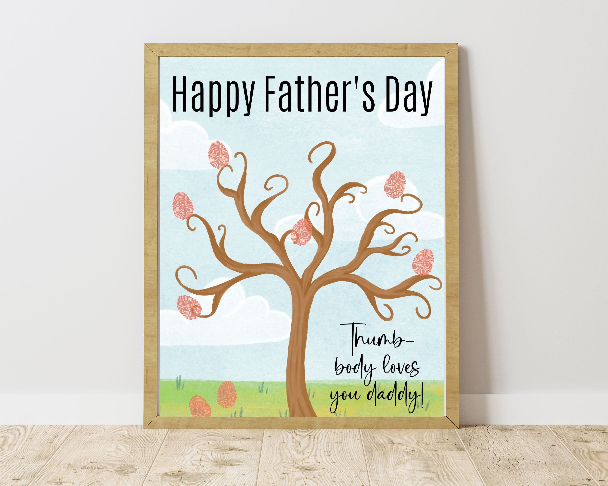 Father's Day Thumbprint Art, Thumbprint Tree Craft, DIY Gift for Dad ...