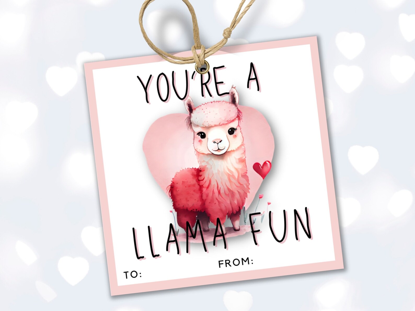 Printable Valentine Tags, Llama Valentines Printable for Kids ...
