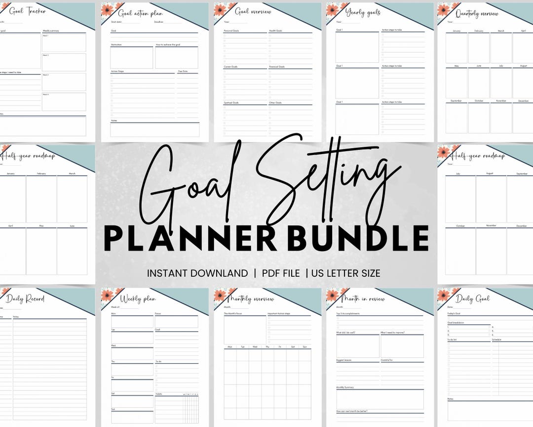 Goal Setting Planner Printable, Goal Planner Kit, Goal Setting Workbook ...