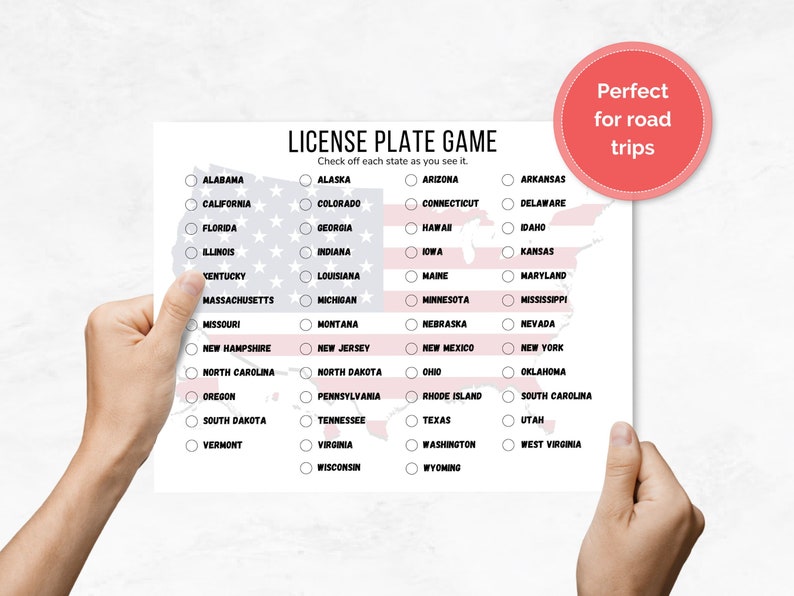 License Plate Scavenger Hunt, Kids Road Trip Travel Games, License ...