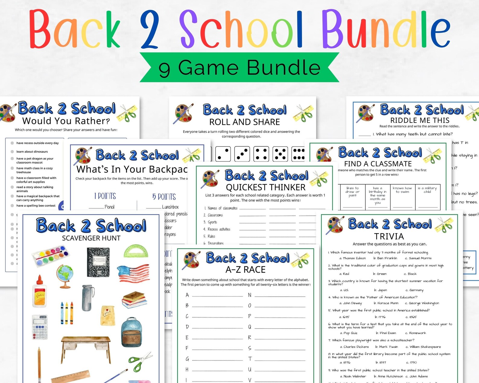 Back to School Games for Kids, First Day of School Activities ...