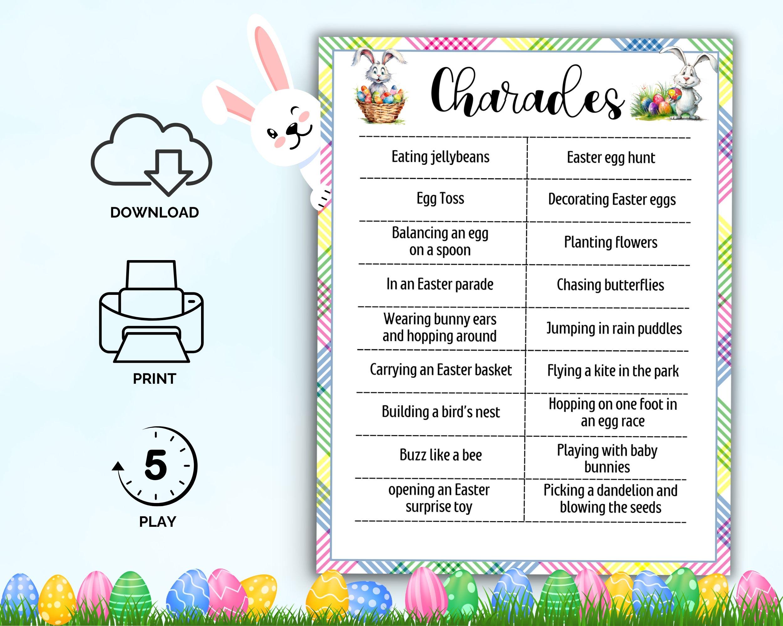 Easter Charades Game Printable for Kids, Easter Activity and Icebreaker ...