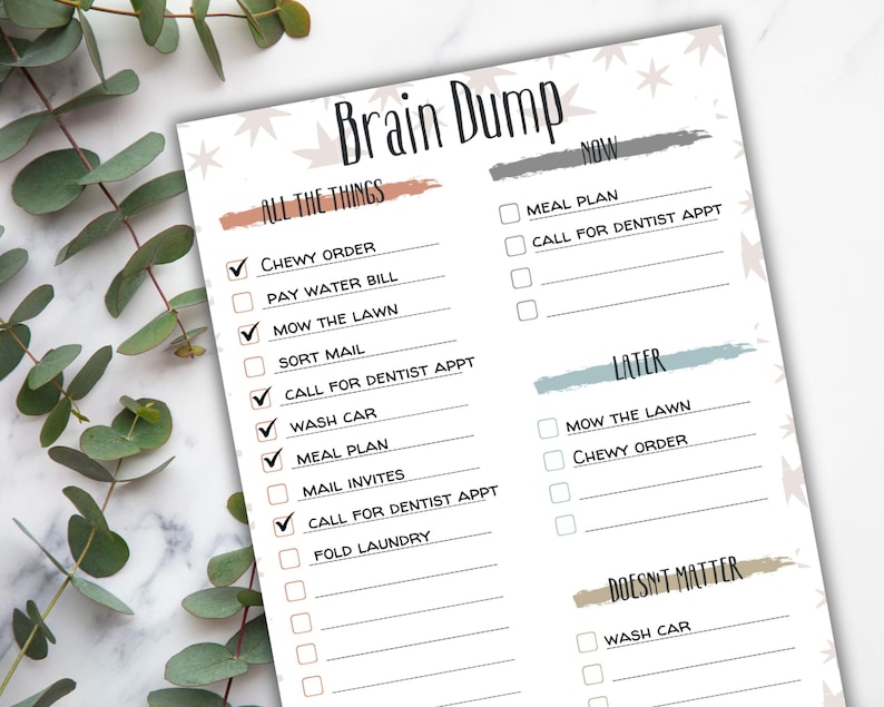 Brain Dump Printable, Brain Dump Template, ADHD Printable, Thought ...