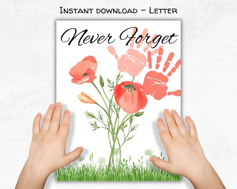 Memorial Day Handprint Craft, Poppy Print Handprint Art, Watercolor ...