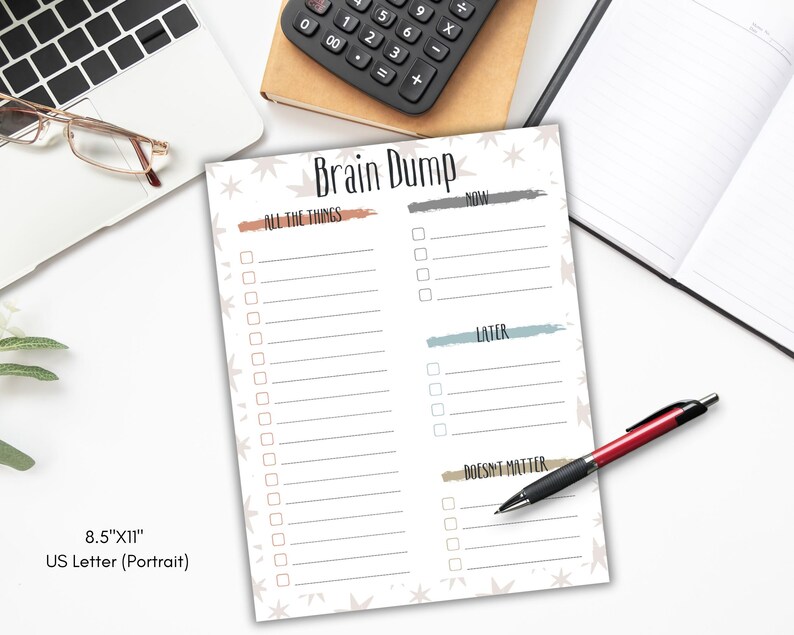 Brain Dump Printable, Brain Dump Template, ADHD Printable, Thought ...