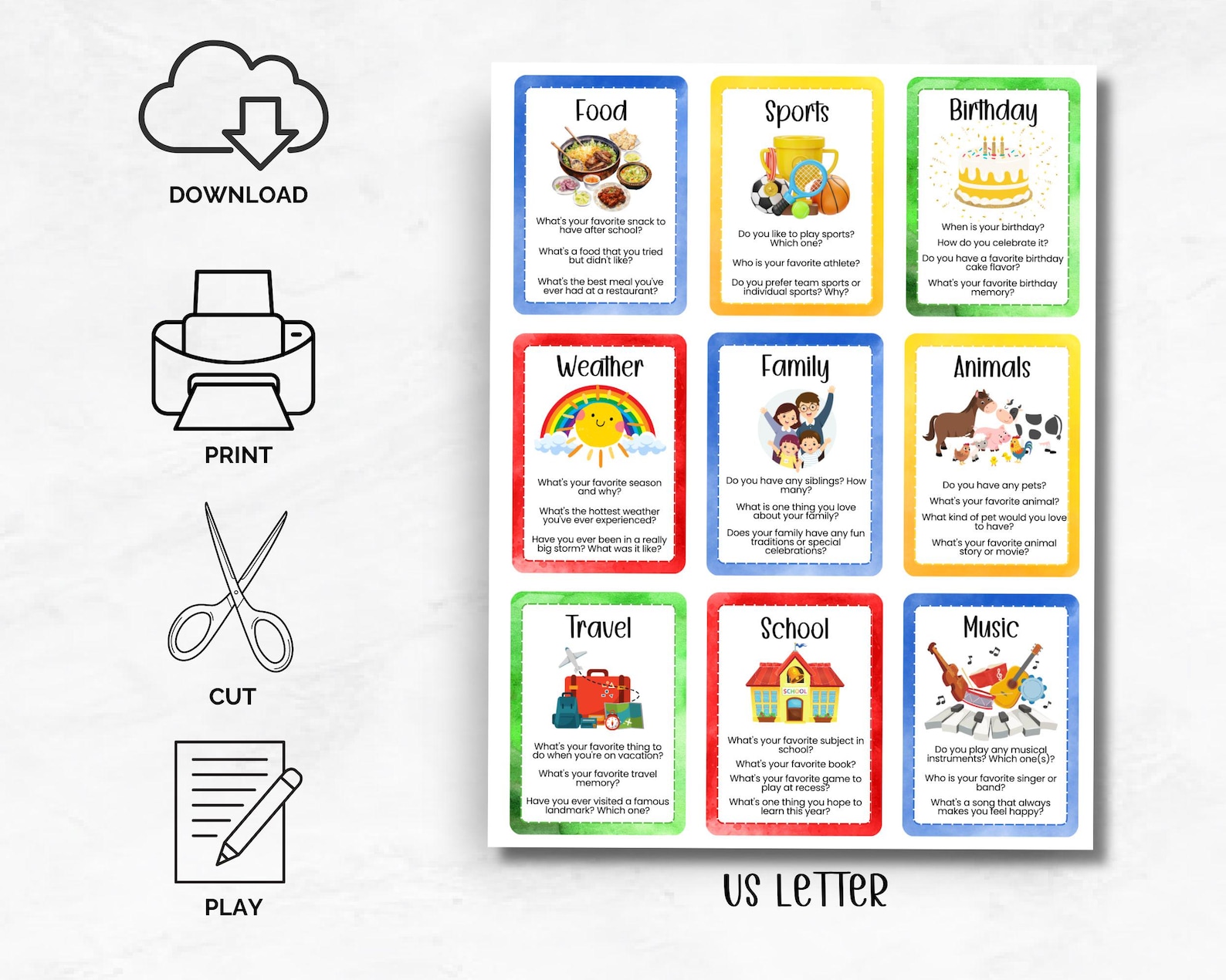Conversation Cards for Kids, Get to Know You Cards, Ice Breaker ...