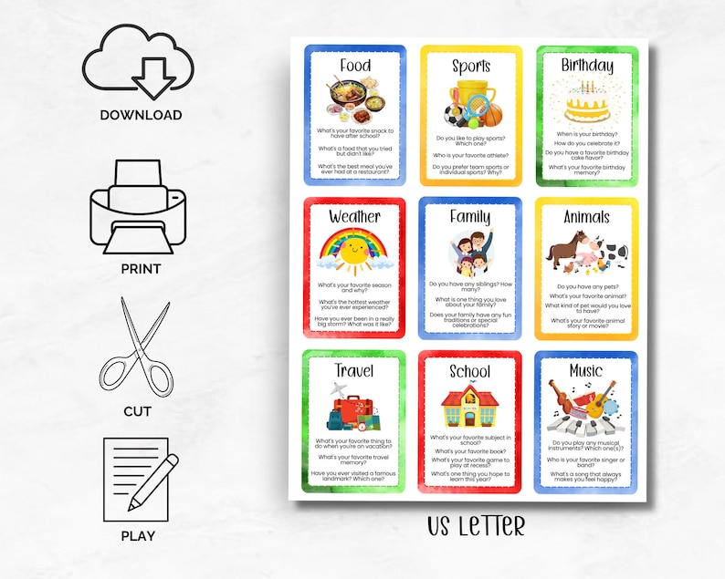 Conversation Cards for Kids, Get to Know You Cards, Ice Breaker ...