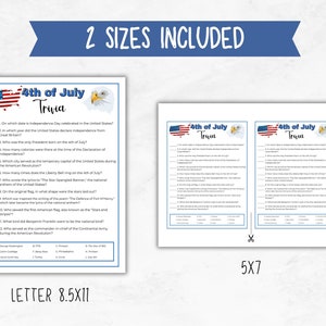 4th of July Trivia Questions Printable, Patriotic Trivia Questions and ...