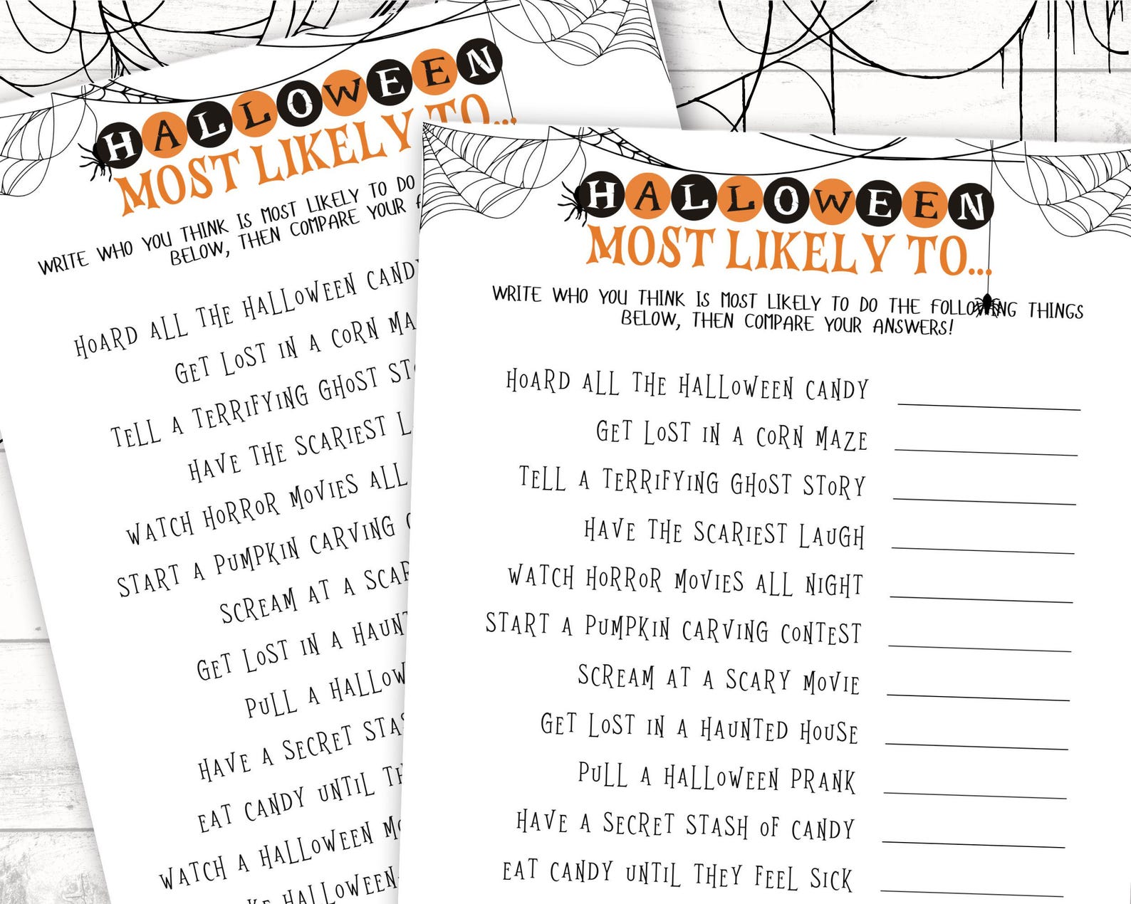 Halloween Most Likely to Game, Halloween Activity for Kids and Adults ...