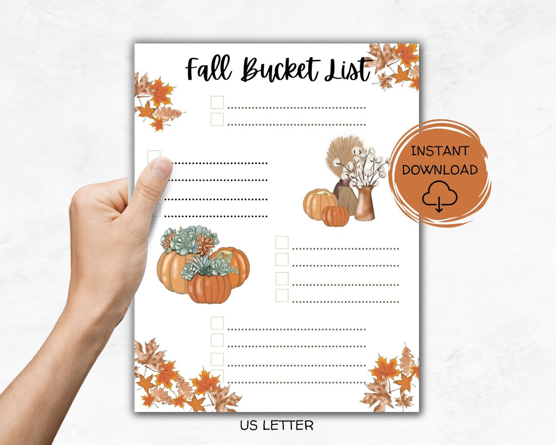Fall Bucket List Printable, Fall Family Bucket List, Seasonal Living ...