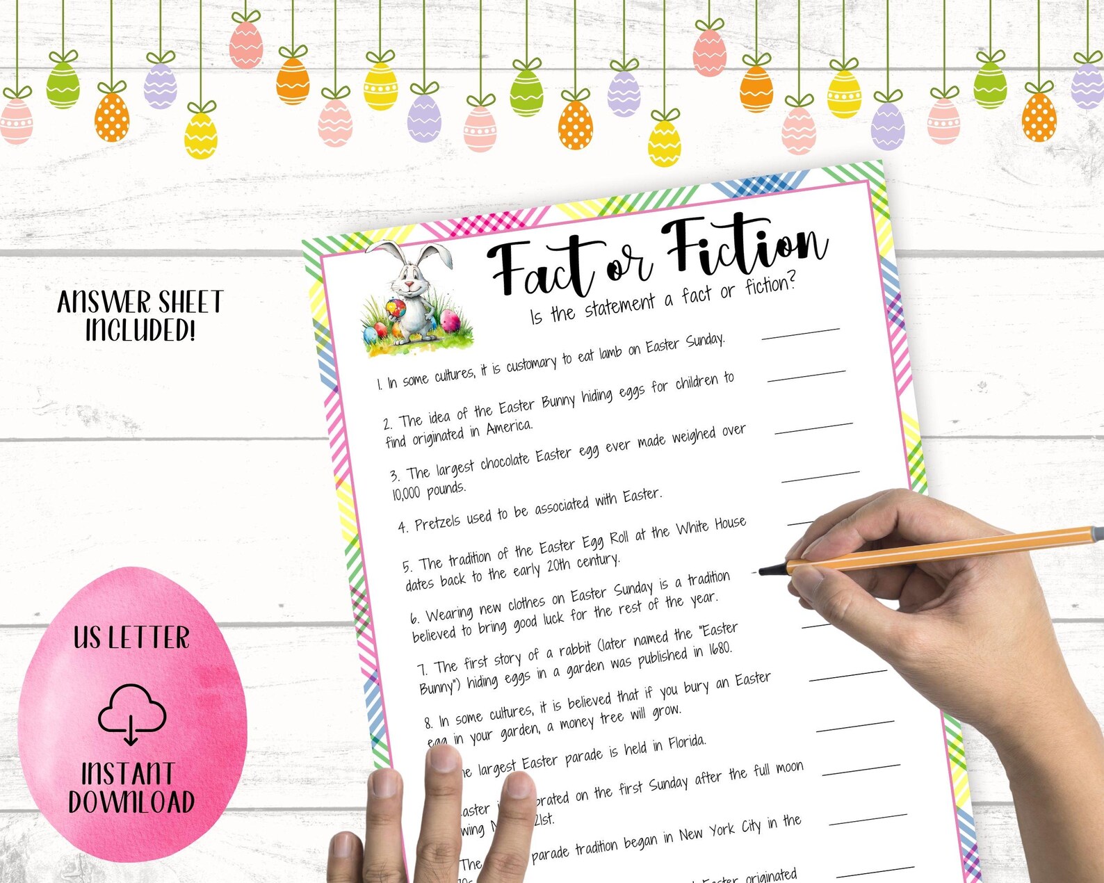 Easter Fact or Fiction Game, Easter Trivia Questions, Easter Games for ...